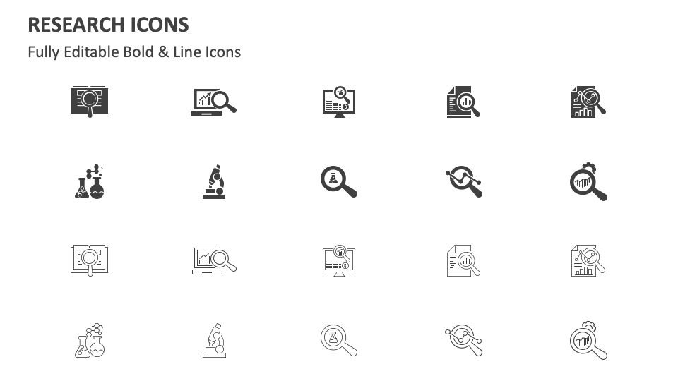 Research Icons for Google Slides and PowerPoint