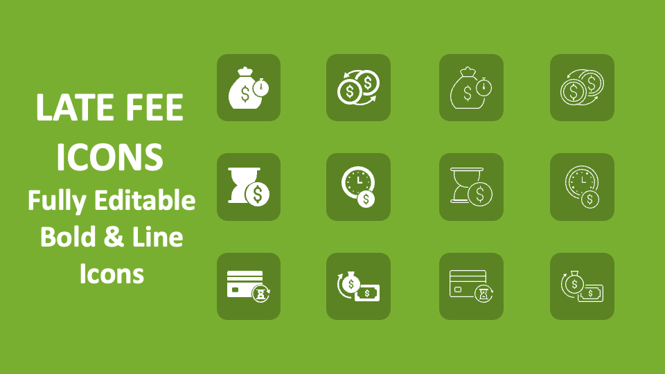 Late Fee Icons for Google Slides and PowerPoint