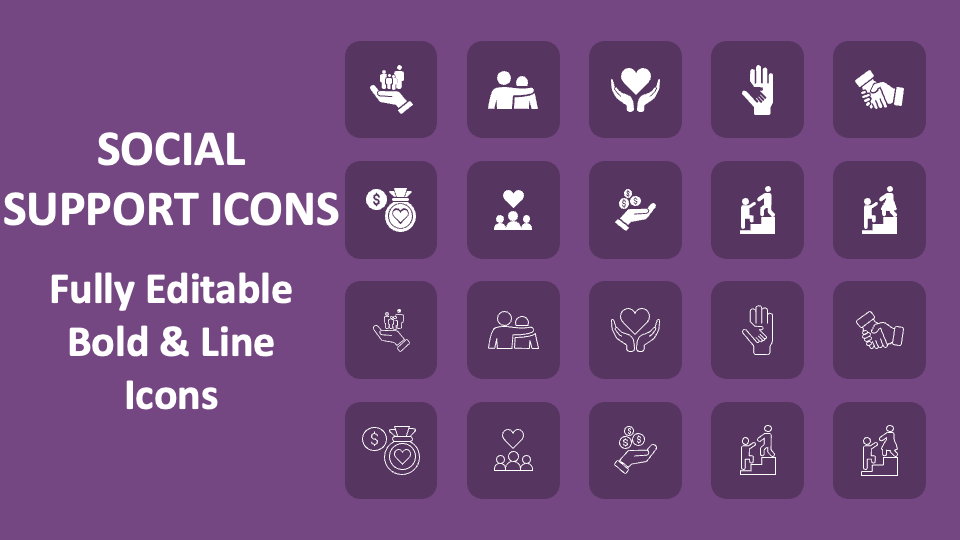 Social Support Icons for Google Slides and PowerPoint