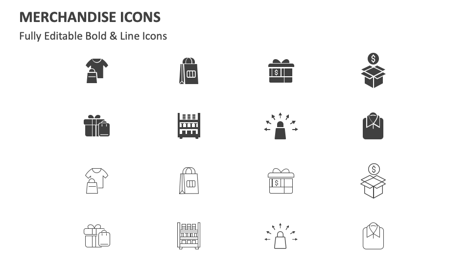 Merchandise Icons for Google Slides and PowerPoint