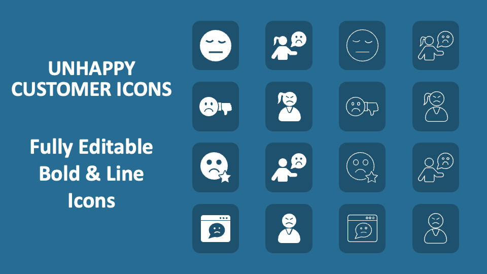 Unhappy Customer Icons for PowerPoint and Google Slides - PPT Slides