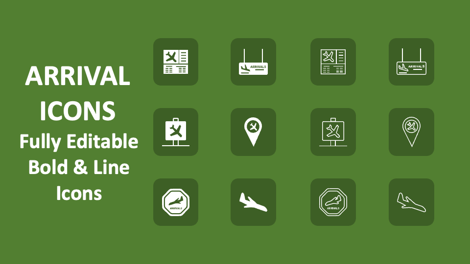 Arrival Icons for Google Slides and PowerPoint