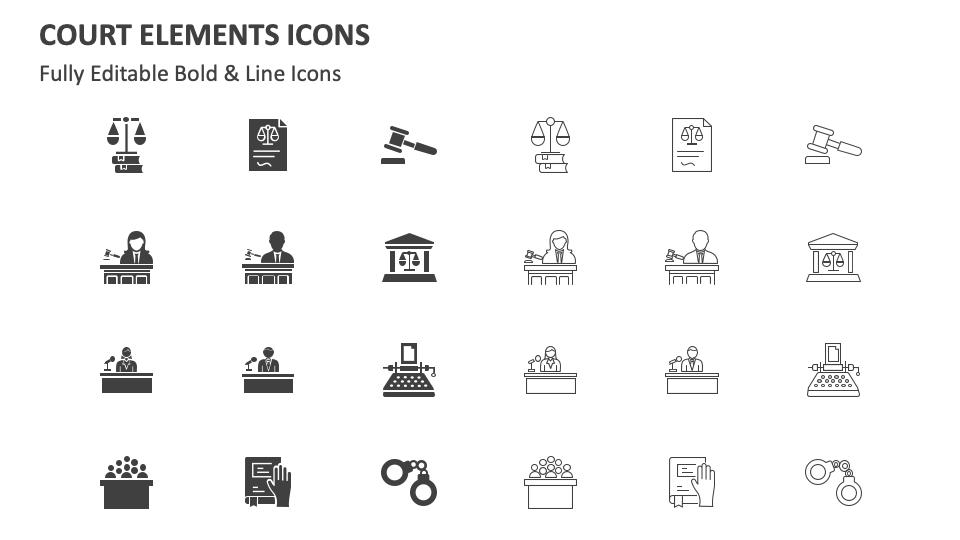 Court Elements Icons for Google Slides and PowerPoint