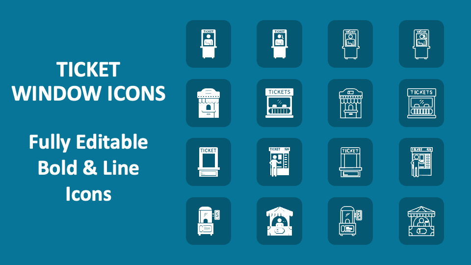 Ticket Window Icons for PowerPoint and Google Slides - PPT Slides