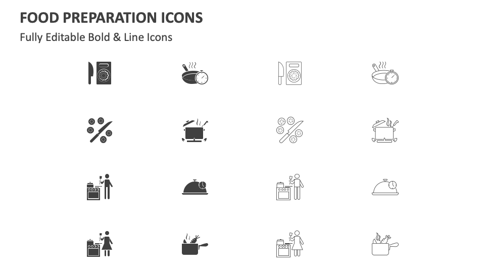 Food Preparation Icons for Google Slides and PowerPoint