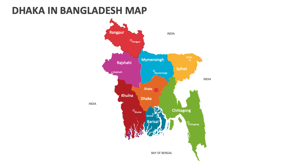 Dhaka Map for Google Slides and PowerPoint - PPT Slides
