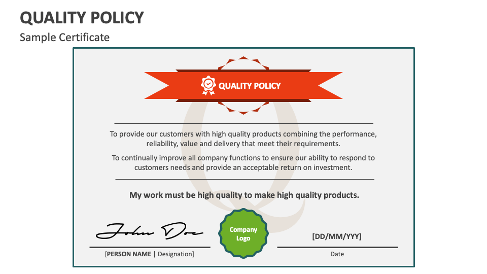 Quality Policy PowerPoint and Google Slides Template - PPT Slides
