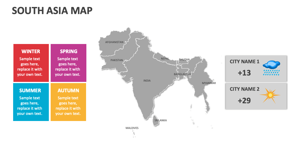 South Asia Map for Google Slides and PowerPoint - PPT Slides