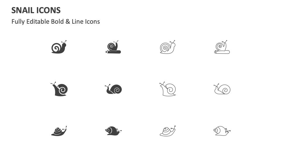 Snail Icons for Google Slides and PowerPoint