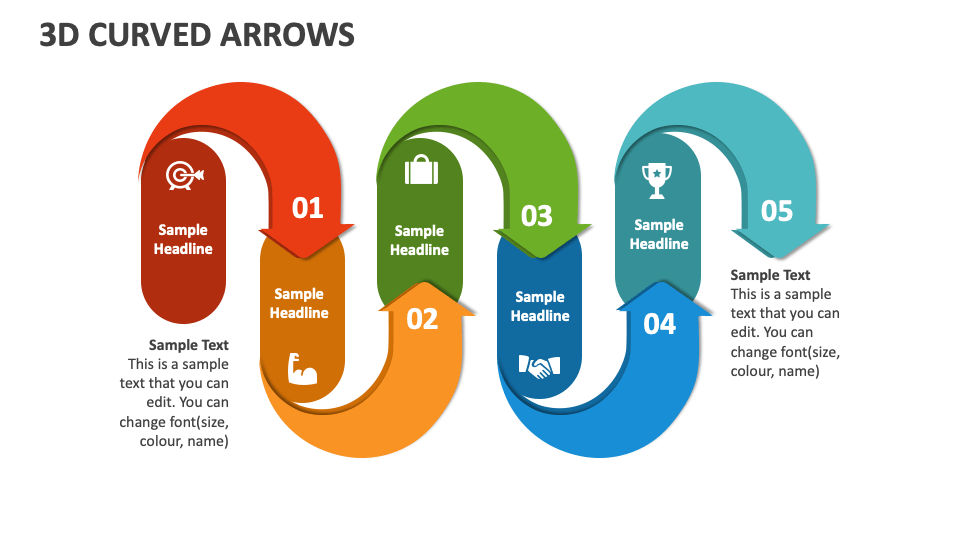 3D Curved Arrows PowerPoint and Google Slides Template - PPT Slides