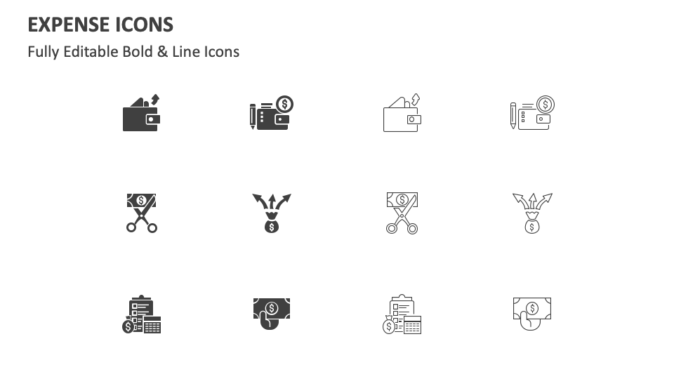 Expense Icons for Google Slides and PowerPoint