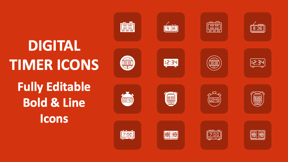 Digital Timer Icons for Google Slides and PowerPoint