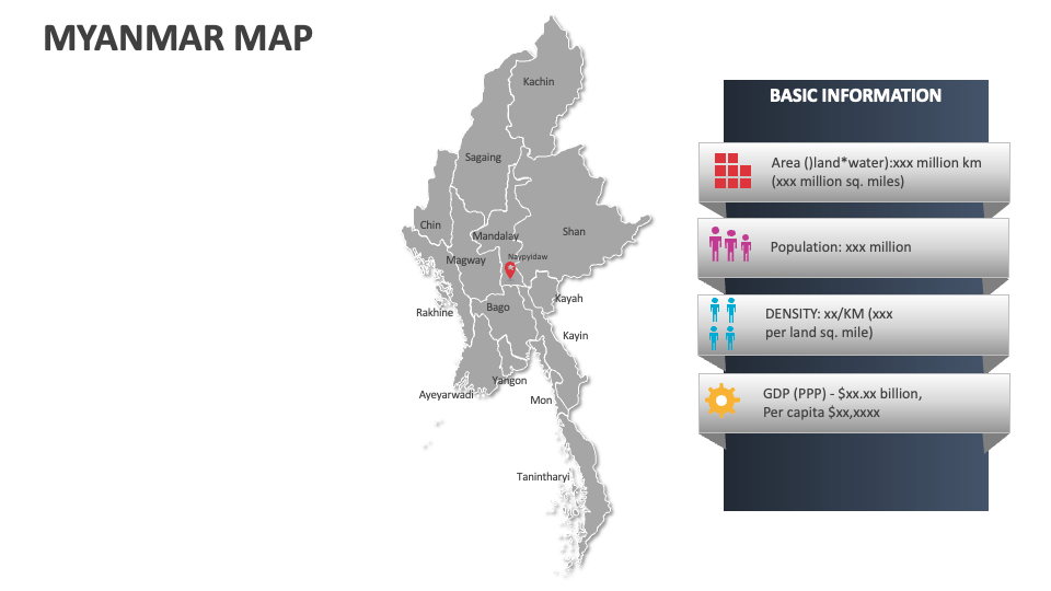 Myanmar Map for Google Slides and PowerPoint - PPT Slides