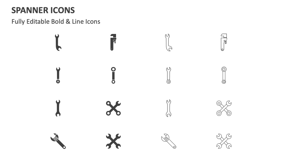 Spanner Icons for Google Slides and PowerPoint