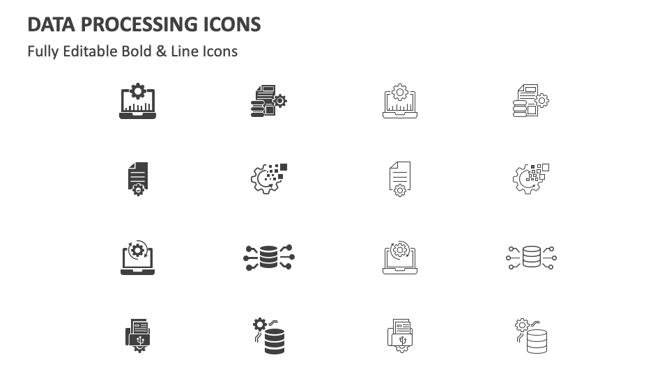 Data Processing Icons for Google Slides and PowerPoint