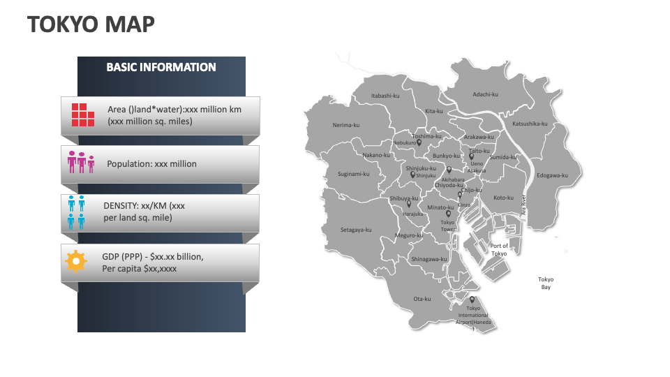 Tokyo Map for Google Slides and PowerPoint - PPT Slides