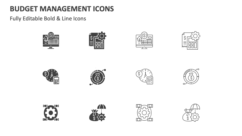 Budget Management Icons for PowerPoint and Google Slides - PPT Slides