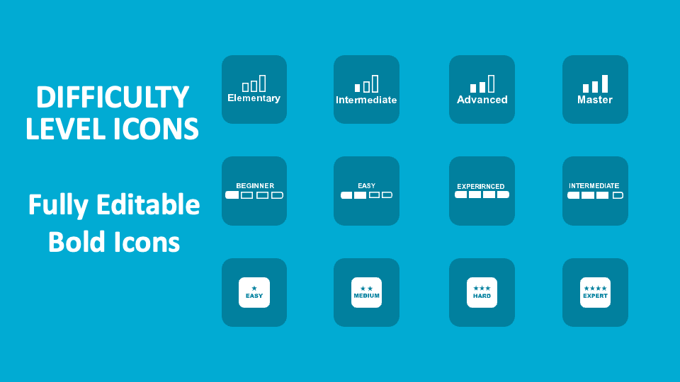 Difficulty Level Icons for Google Slides and PowerPoint