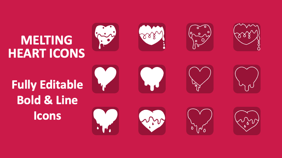 Melting Heart Icons for PowerPoint and Google Slides - PPT Slides