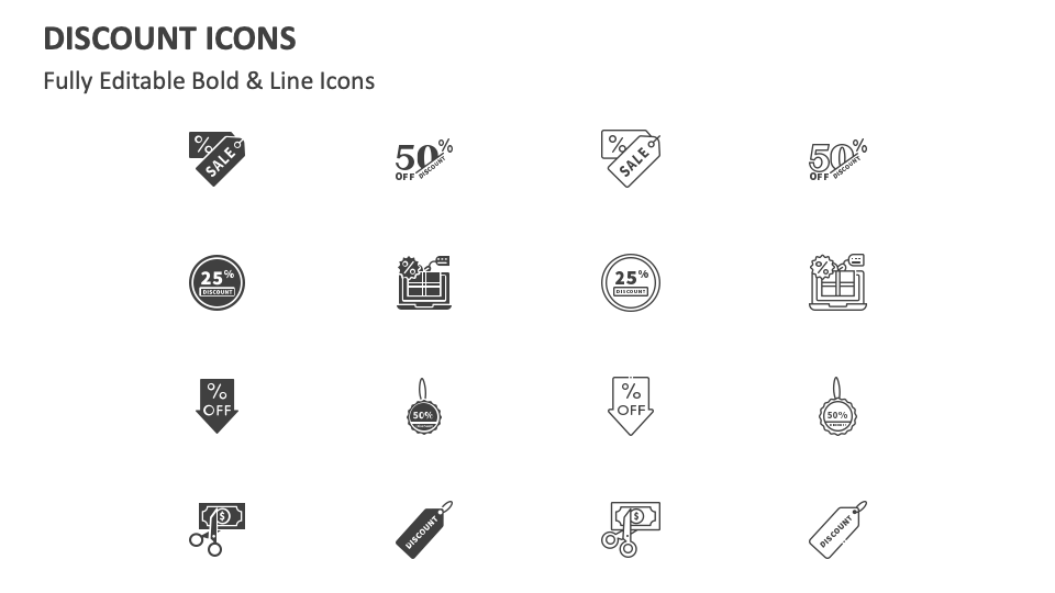 Discount Icons for Google Slides and PowerPoint