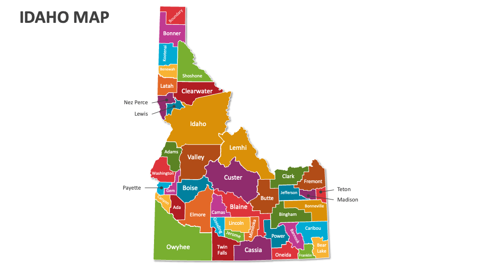 Idaho Map for Google Slides and PowerPoint - PPT Slides