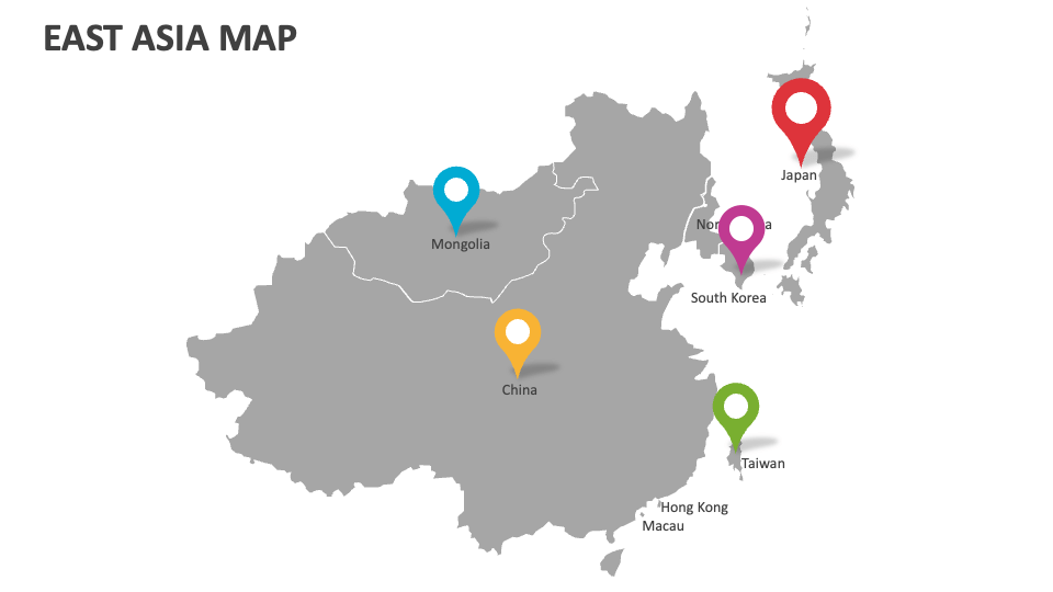 East Asia Map for Google Slides and PowerPoint - PPT Slides