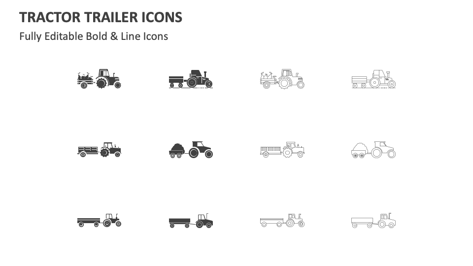 Tractor Trailer Icons for Google Slides and PowerPoint