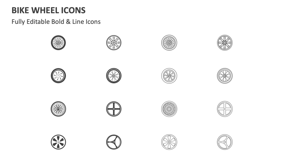 Bike Wheel Icons for Google Slides and PowerPoint