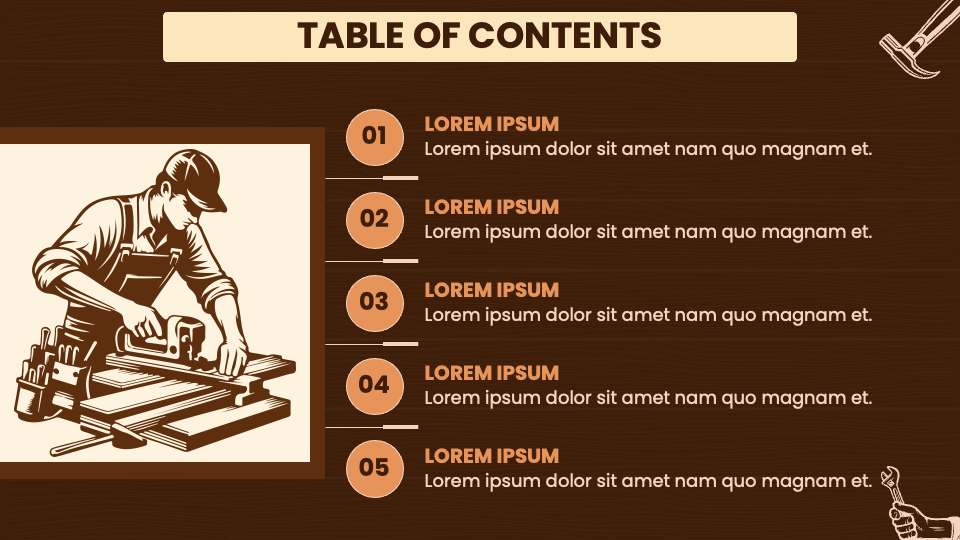 Free Carpentry Theme for Google Slides and PowerPoint