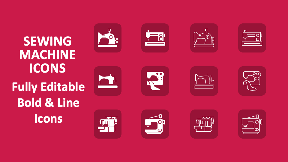 Sewing Machine Icons for Google Slides and PowerPoint