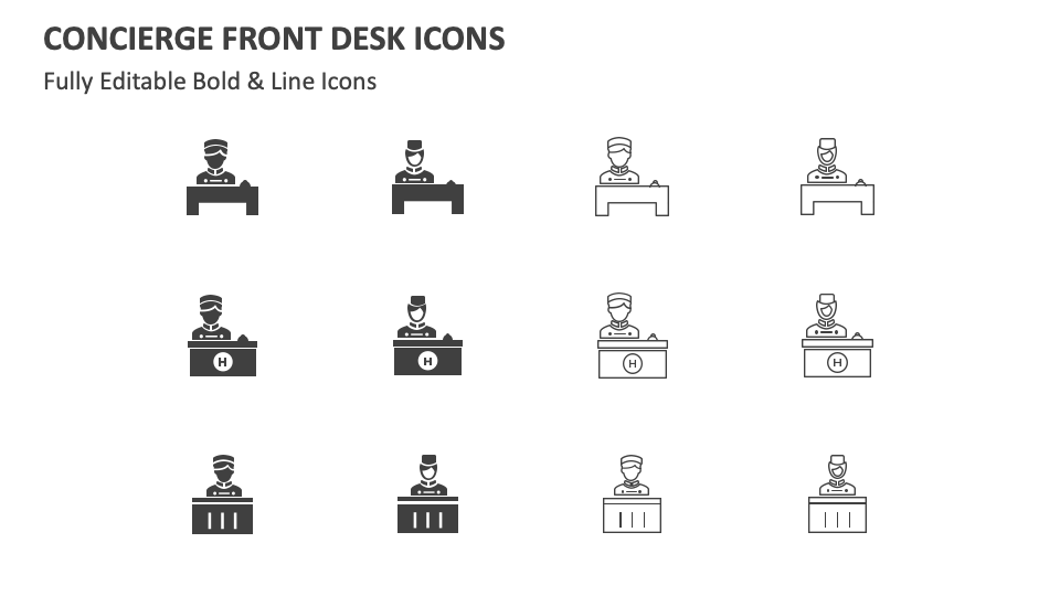 Concierge Front Desk Icons for Google Slides and PowerPoint