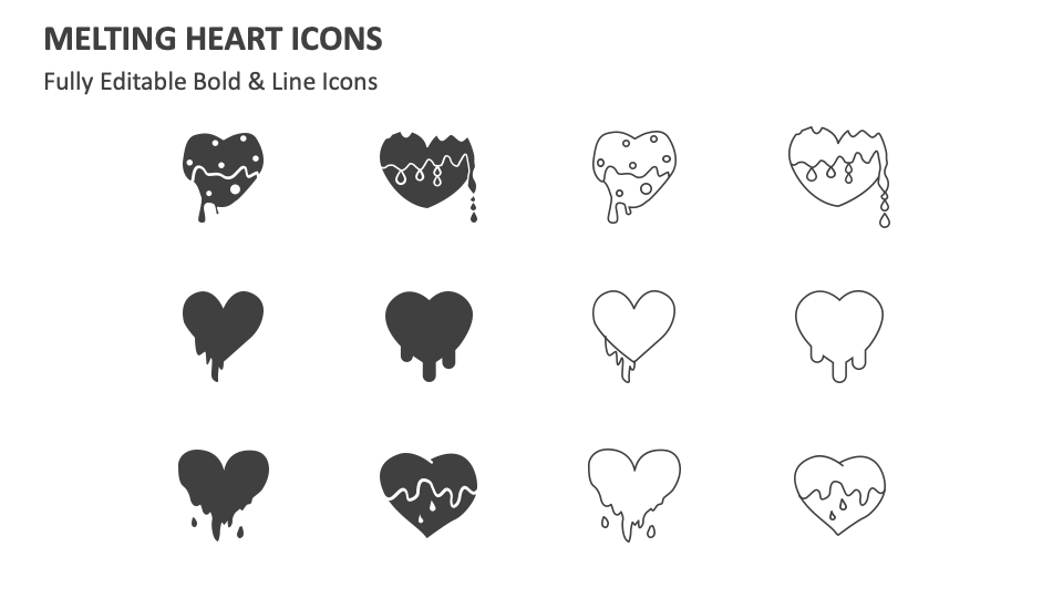 Melting Heart Icons for PowerPoint and Google Slides - PPT Slides