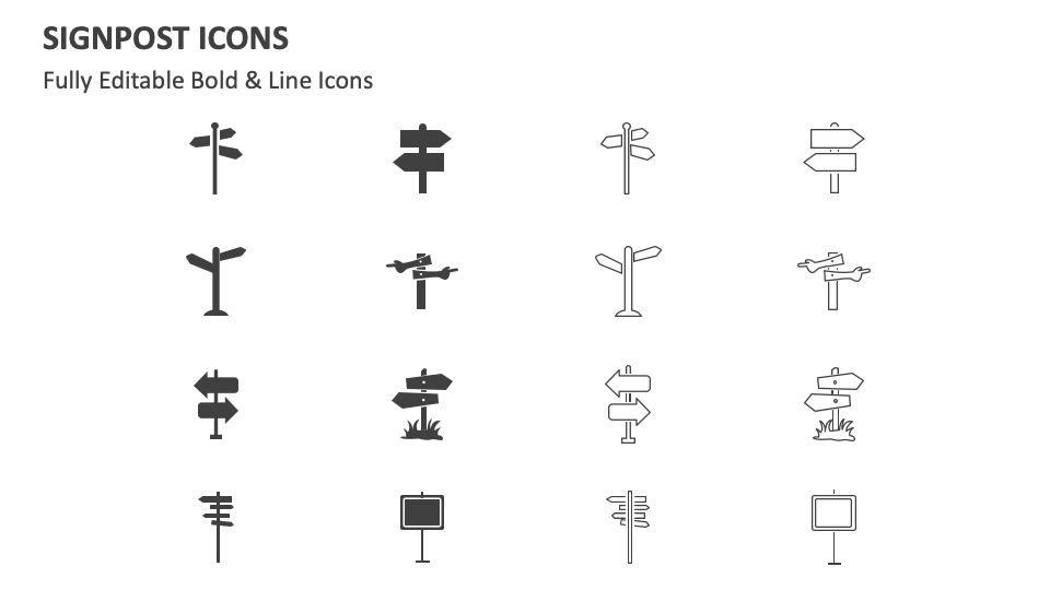 Signpost Icons for Google Slides and PowerPoint
