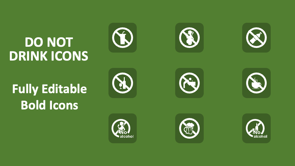 Do Not Drink Icons for Google Slides and PowerPoint