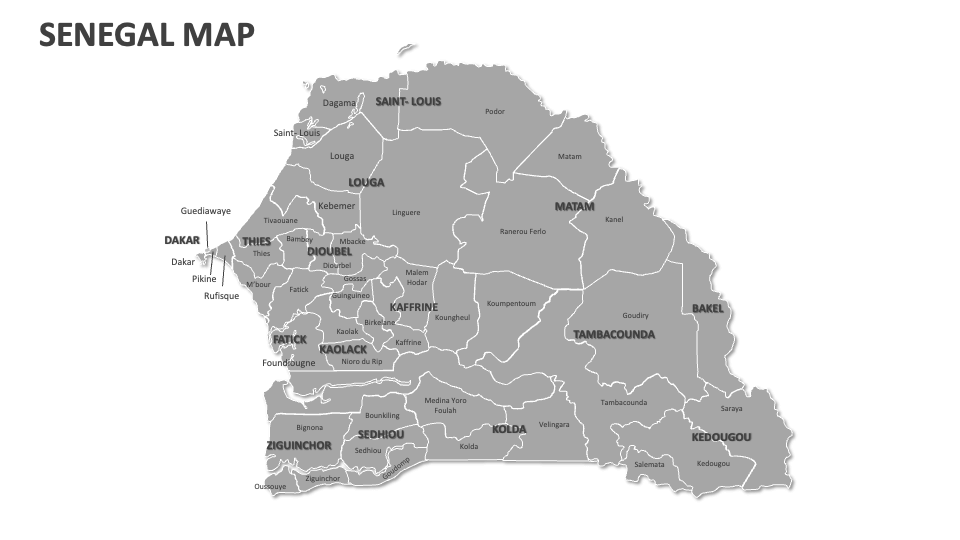 Senegal Map for Google Slides and PowerPoint - PPT Slides