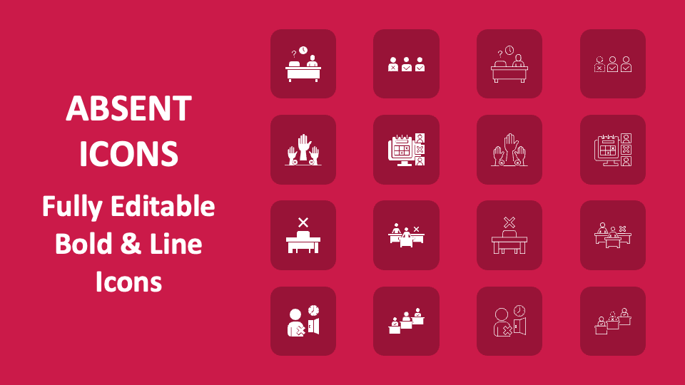 Absent Icons for Google Slides and PowerPoint