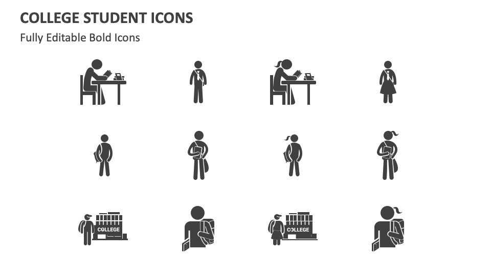 College Student Icons for PowerPoint and Google Slides - PPT Slides