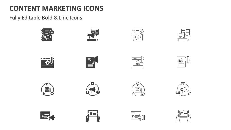 Content Marketing Icons for Google Slides and PowerPoint