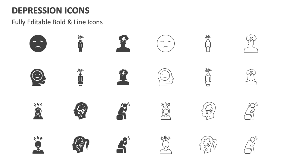 Depression Icons for Google Slides and PowerPoint