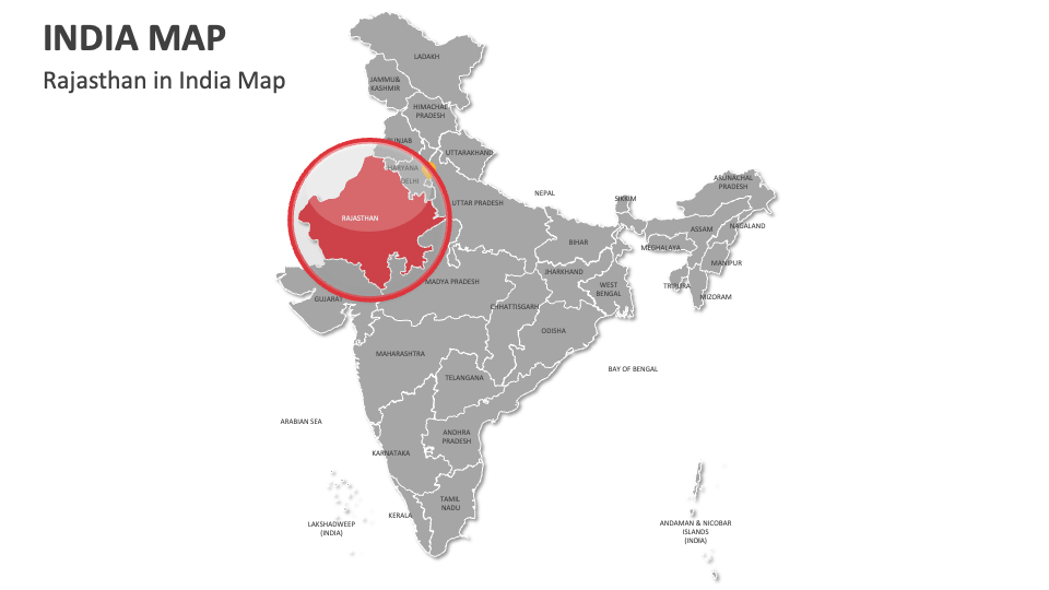 Rajasthan Map for Google Slides and PowerPoint - PPT Slides