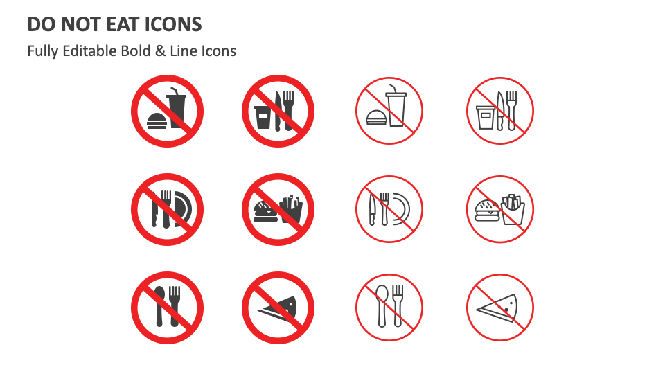Do Not Eat Icons for Google Slides and PowerPoint