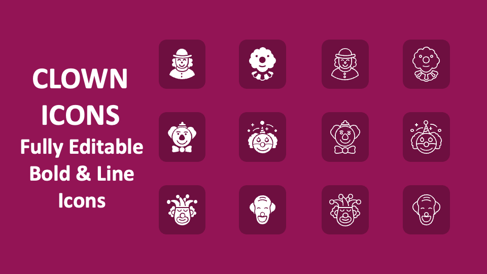 Clown Icons for Google Slides and PowerPoint