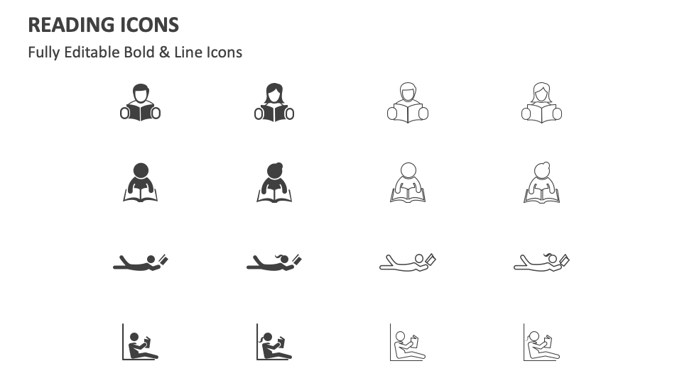 Reading Icons for Google Slides and PowerPoint