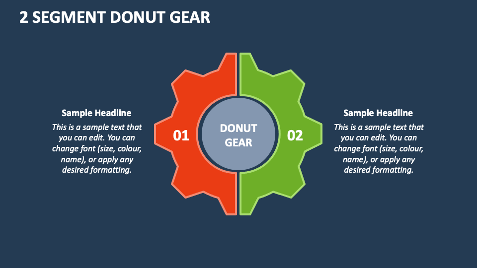 2 Segment Donut Gear PowerPoint and Google Slides Template - PPT Slides