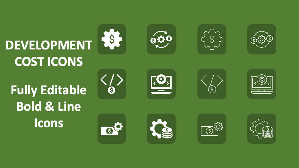 Development Cost Icons for Google Slides and PowerPoint