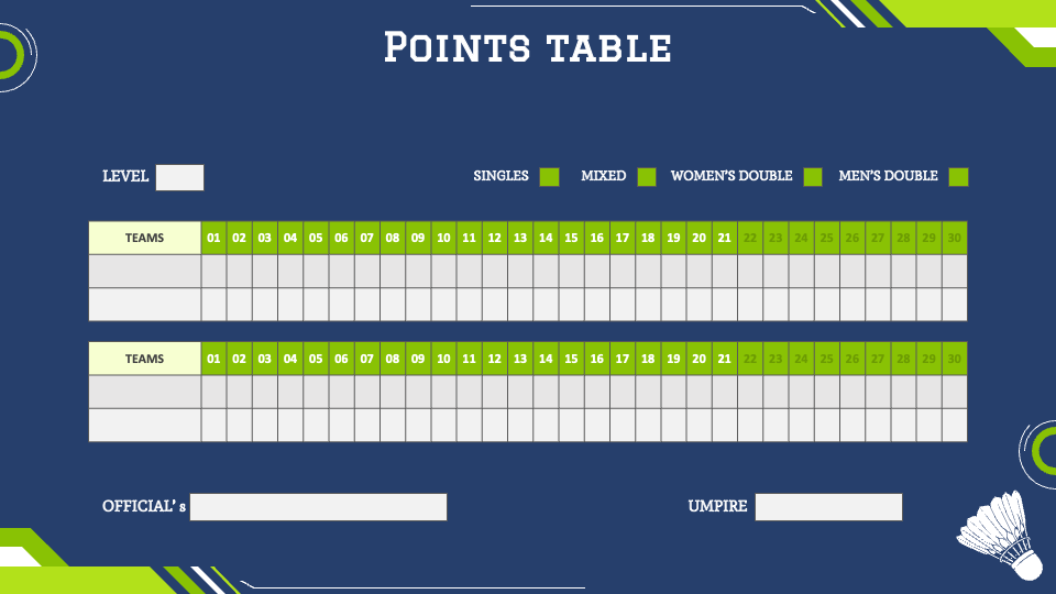 Free Badminton Presentation Theme for Google Slides and PowerPoint