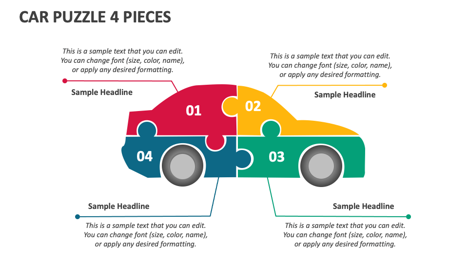 Car Puzzle 4 Pieces PowerPoint and Google Slides Template - PPT Slides