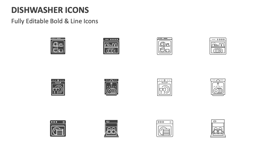 Dishwasher Icons for PowerPoint and Google Slides - PPT Slides