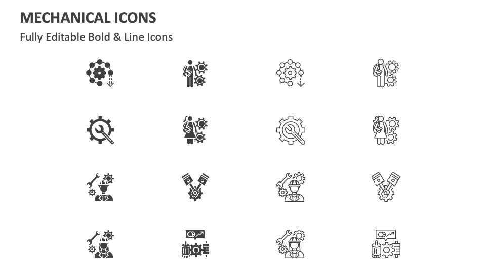 Mechanical Icons for Google Slides and PowerPoint