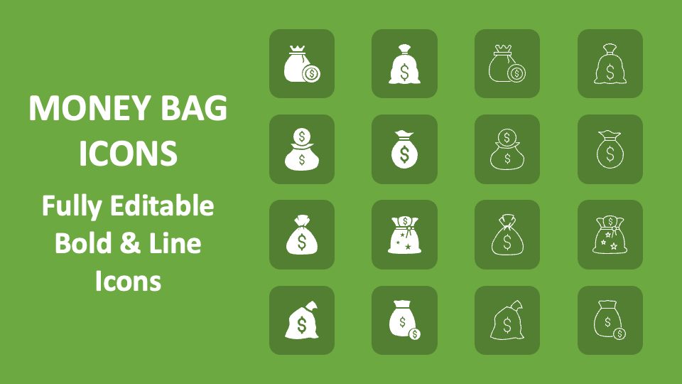 Money Bag Icons for Google Slides and PowerPoint
